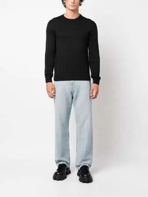 ROBERTO COLLINA Crew-neck Merino Wool Jumper - Black