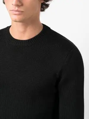 ROBERTO COLLINA Crew-neck Merino Wool Jumper - Black