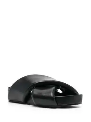 JIL SANDER Cross-over Leather Sandals - Black