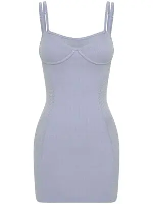 DION LEE Serpent Lace-panel Ribbed-knit Minidress