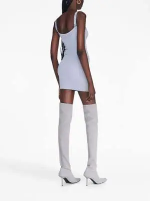 DION LEE Serpent Lace-panel Ribbed-knit Minidress