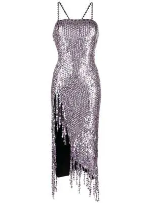 Attico Avery Paillette-embellished Midi Dress - Purple