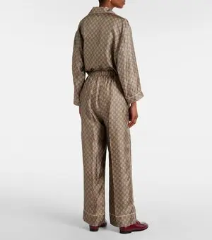 Gucci Gg Supreme Silk Wide-leg Pants