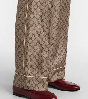 Gucci Gg Supreme Silk Wide-leg Pants