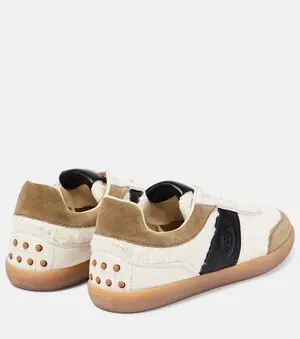 TOD'S Tabs Leather-trimmed Bouclé Sneakers