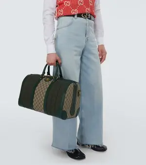 Gucci Mini Gg Small Leather-trimmed Duffel Bag