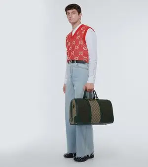 Gucci Mini Gg Small Leather-trimmed Duffel Bag