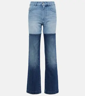 PETER DO Patchwork High-rise Straight Jeans - Blue