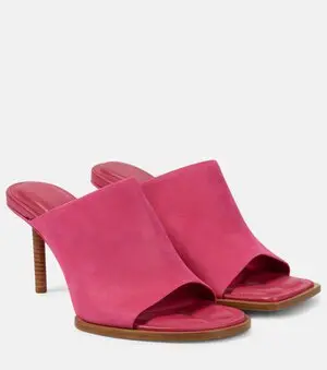 Jacquemus Les Mules Rond Carré Suede Mules - Pink