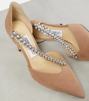 JIMMY CHOO Bee 85 Embellished Suede Pumps