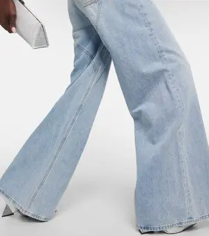 AREA Cutout Embellished Wide-leg Jeans - Blue