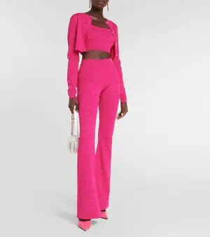 Versace La Greca High-rise Flared Pants - Pink
