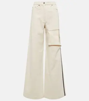 PETER DO Distressed High-rise Wide-leg Jeans - White