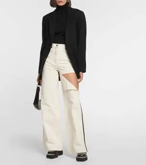 PETER DO Distressed High-rise Wide-leg Jeans - White