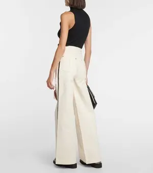 PETER DO Distressed High-rise Wide-leg Jeans - White