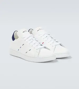 Kiton Stitched Leather Sneakers - White