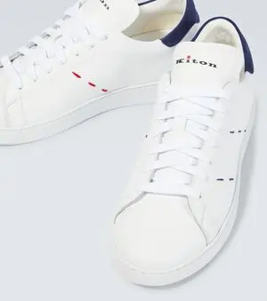 Kiton Stitched Leather Sneakers - White