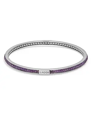 Lagos Sterling Silver Caviar Icon Amethyst Bangle Bracelet - Purple/silver