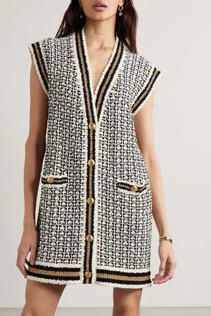 Gucci Belted Cotton-blend Tweed Vest