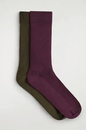 Cos 2-pack Ribbed Socks - Red