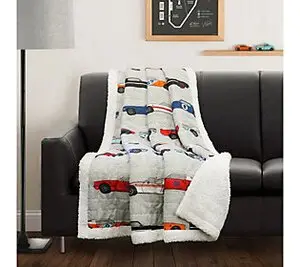 LUSH DECOR Race Cars Throw Sherpa - One-color