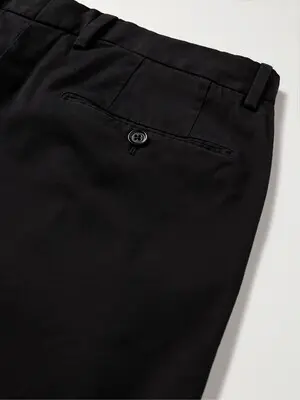 Zegna Slim-fit Straight-leg Stretch-cotton Twill Trousers - Black