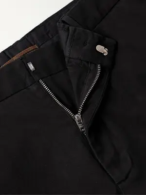 Zegna Slim-fit Straight-leg Stretch-cotton Twill Trousers - Black