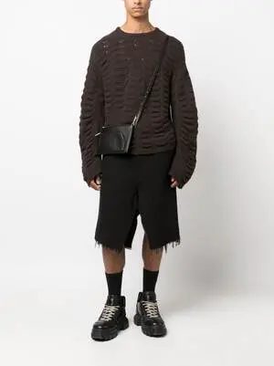 Rick Owens Distressed-hem Denim Bermuda Shorts