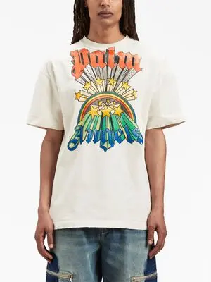 Palm Angels Rainbow-graphic Crew-neck T-shirt