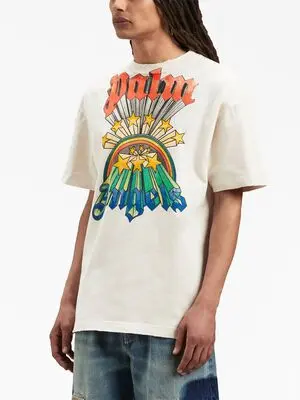 Palm Angels Rainbow-graphic Crew-neck T-shirt