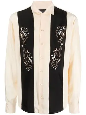 Dsquared2 Embroidered Silk Bowling Shirt - Neutrals