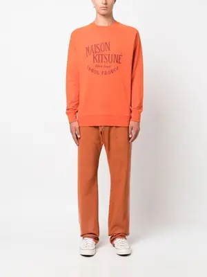 Maison Kitsuné Logo-print Cotton Sweatshirt - Orange