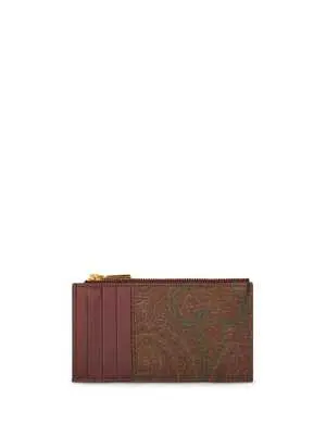 Etro Logo-embroidered Jacquard Leather Wallet