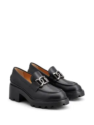 TOD'S Logo Buckle Leather Loafers