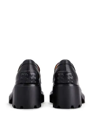 TOD'S Logo Buckle Leather Loafers