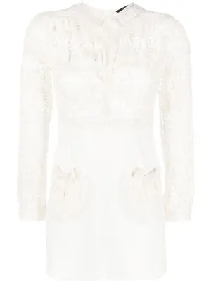 Dsquared2 Logo Lace Long-sleeve Minidress - Neutrals