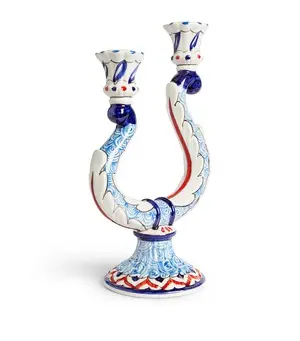 LES-OTTOMANS Turquerie Candlestick Holder - Blue