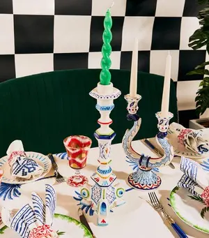 LES-OTTOMANS Turquerie Candlestick Holder - Blue