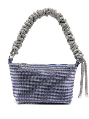Kara Crystal Mesh Phone Cord Shoulder Bag - Blue