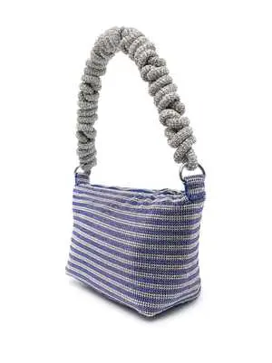 Kara Crystal Mesh Phone Cord Shoulder Bag - Blue