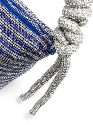 Kara Crystal Mesh Phone Cord Shoulder Bag - Blue