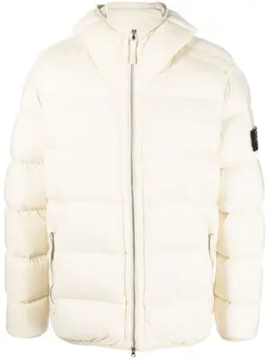 Stone Island Feather Down Hooded Coat - Neutrals