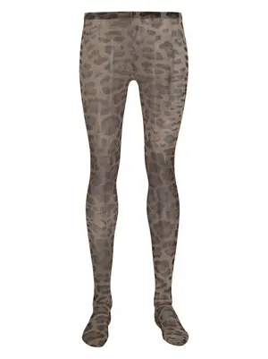Dolce & Gabbana Leopard-print Tights - Brown