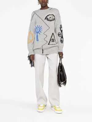 Stella McCartney Folk Graphic-embroidered Jumper - Grey