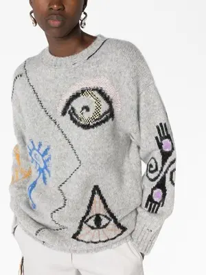 Stella McCartney Folk Graphic-embroidered Jumper - Grey