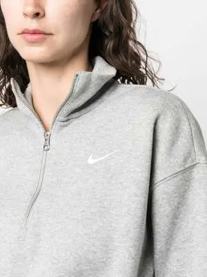 Nike Phoenix Cropped Zip-up Sweatshirt - Grey