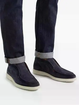 Santoni Tonal-stitching Leather Loafers - Blue