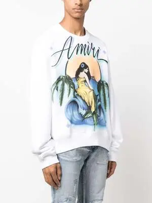 Amiri Mermaid Logo-print Crew-neck Sweatshirt