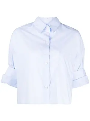 TWP Folded-sleeve Cotton Cropped Shirt