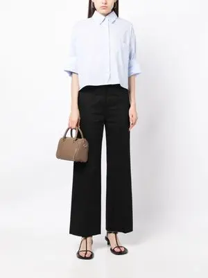 TWP Folded-sleeve Cotton Cropped Shirt